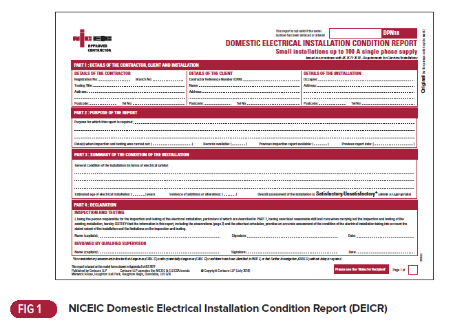 Reporting on the condition of a domestic electrical installation ...
