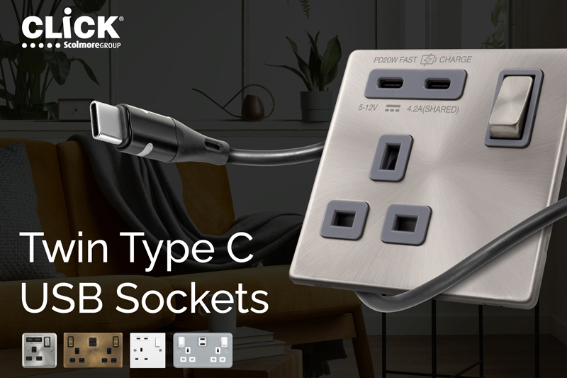 Click Scolmore powers up with new Twin Type C USB Socket Outlets ...